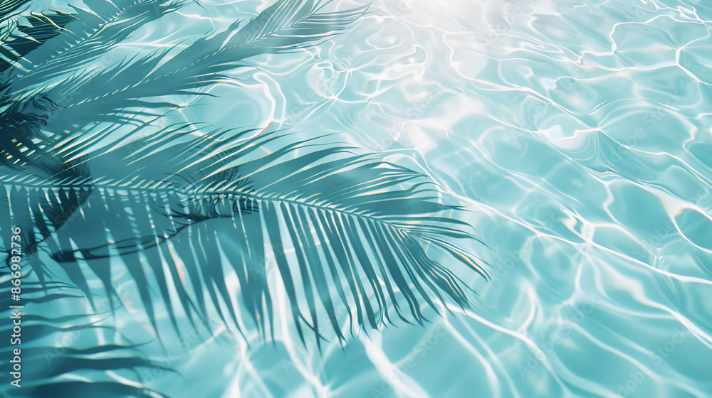 Clean Water Texture. Realistic Water Surface Overlay with tropical leaf ...