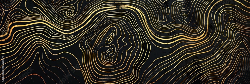 Topographic line map pattern background vector illustration with dark ...