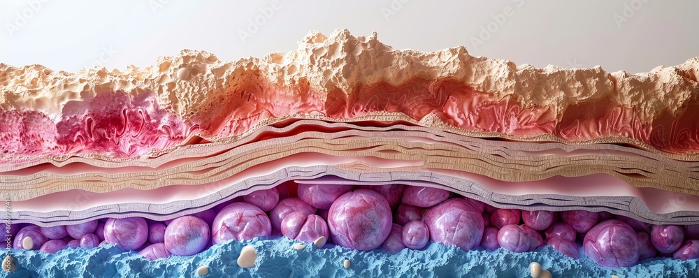3D of Dermatology-focused skin illustration depicting detailed layers ...