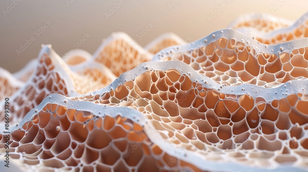 Realistic 3D skin model with collagen and elastin fibers emphasized ...