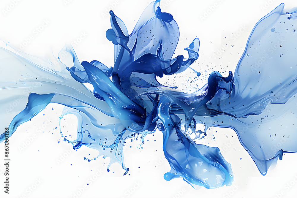 white bg, pure white background, digital art, blue and white abstract ...