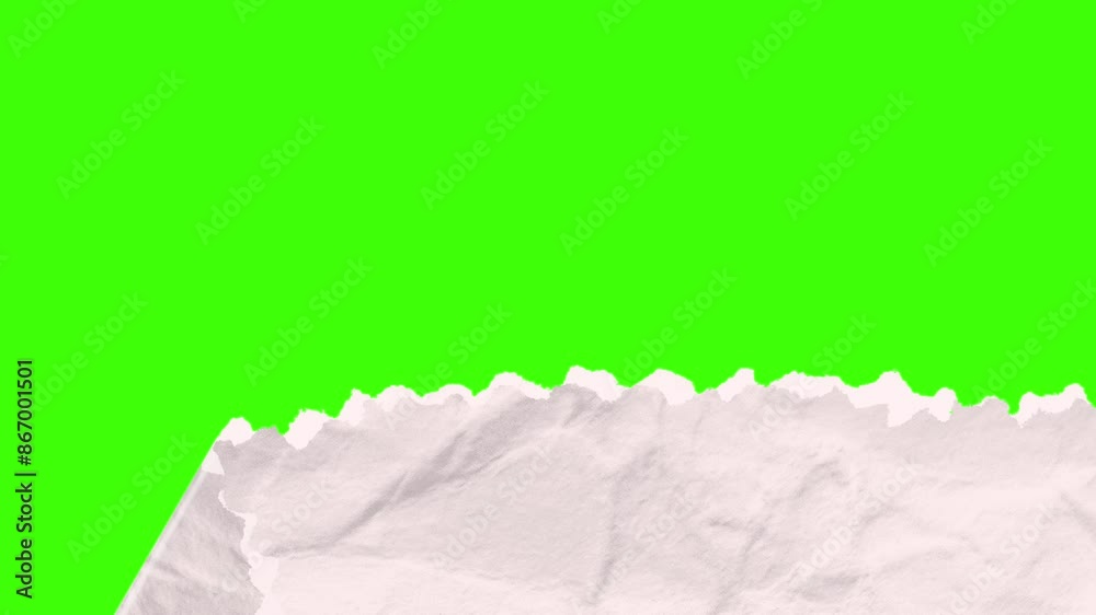 4K Tearing paper green screen animated background. Tear off part paper ...