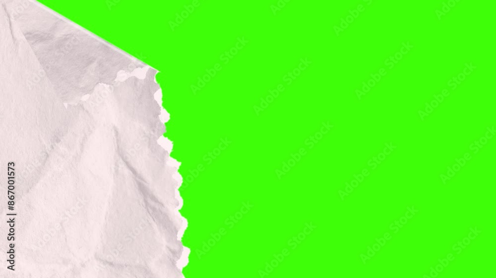 4K Tearing paper green screen from right to left animated background ...