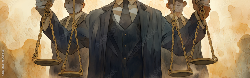 Justice Concept Art Depiction of Scales Held by Three Figures in ...