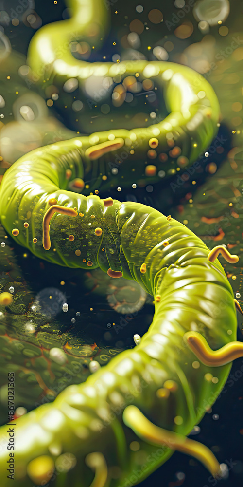 Foto de Microscopic view of Helicobacter pylori, spiral-shaped, green ...