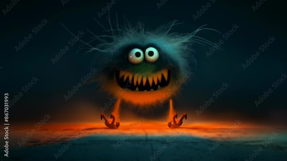 Fuzzy creature with wild spiky hair and large eyes emerges from ...