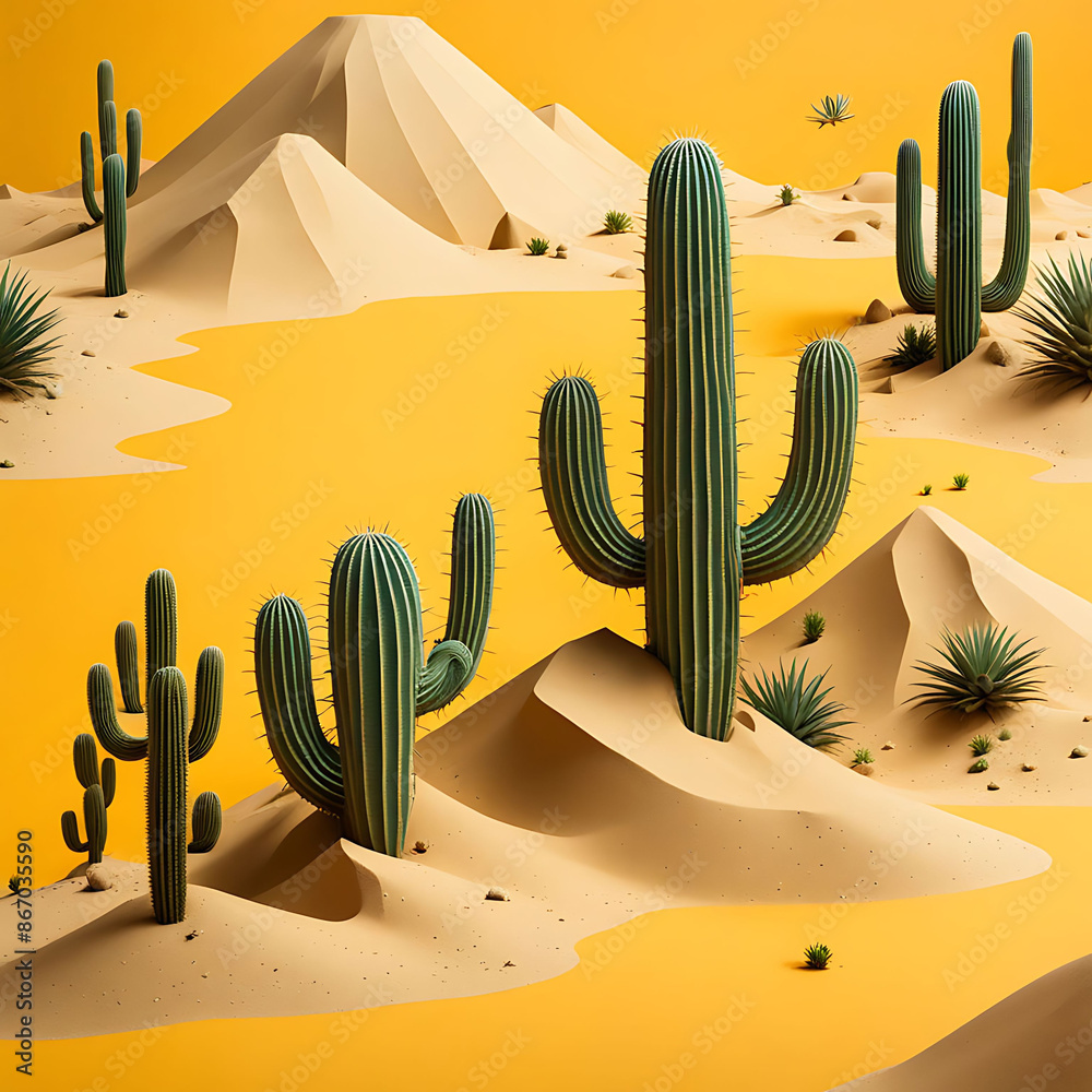 Stunning Desert Themed 3D Artwork Featuring a Solid Sandy Yellow ...
