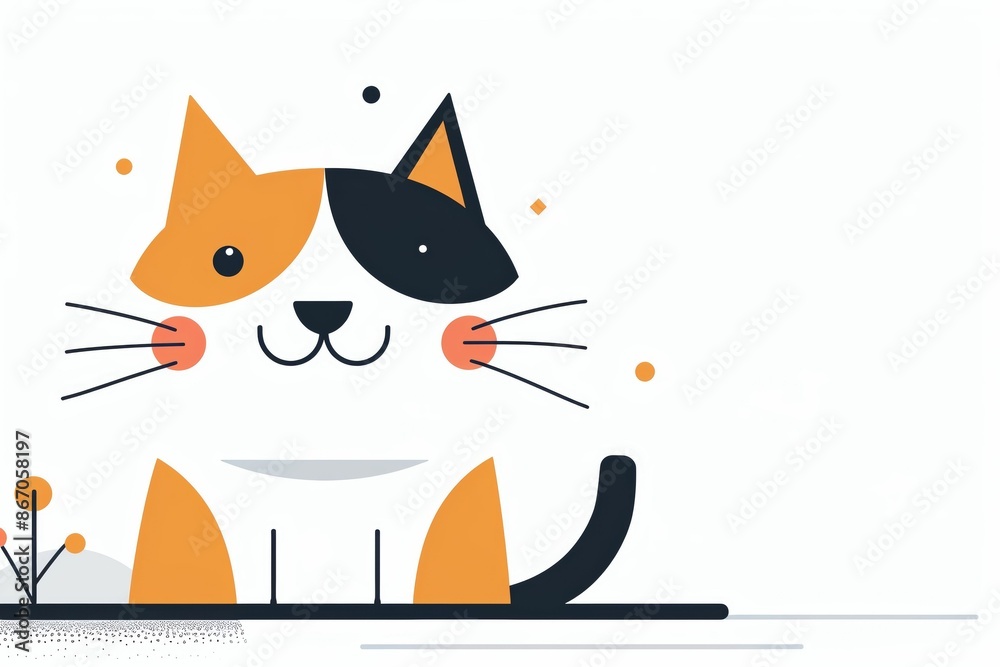 A cheerful calico cat with orange, black, and white fur sits smiling on ...