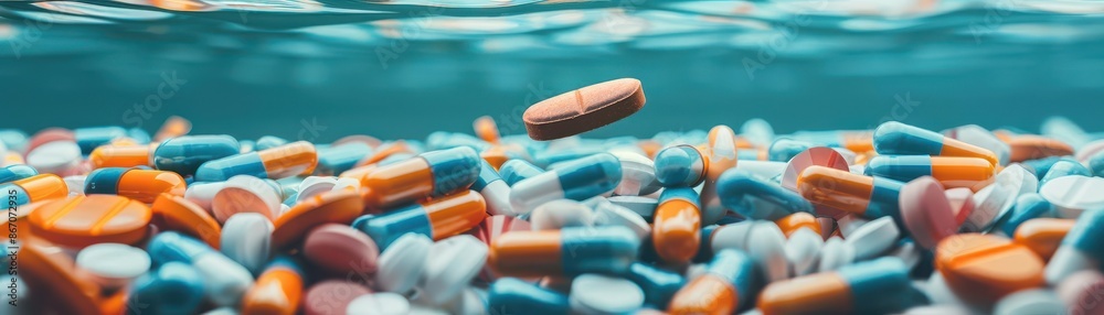 Ocean pollution with floating medication blister packs, marine impact ...