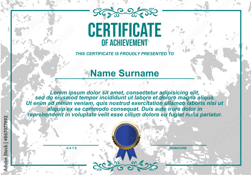 Achievement Certificate design with an abstract white background ...