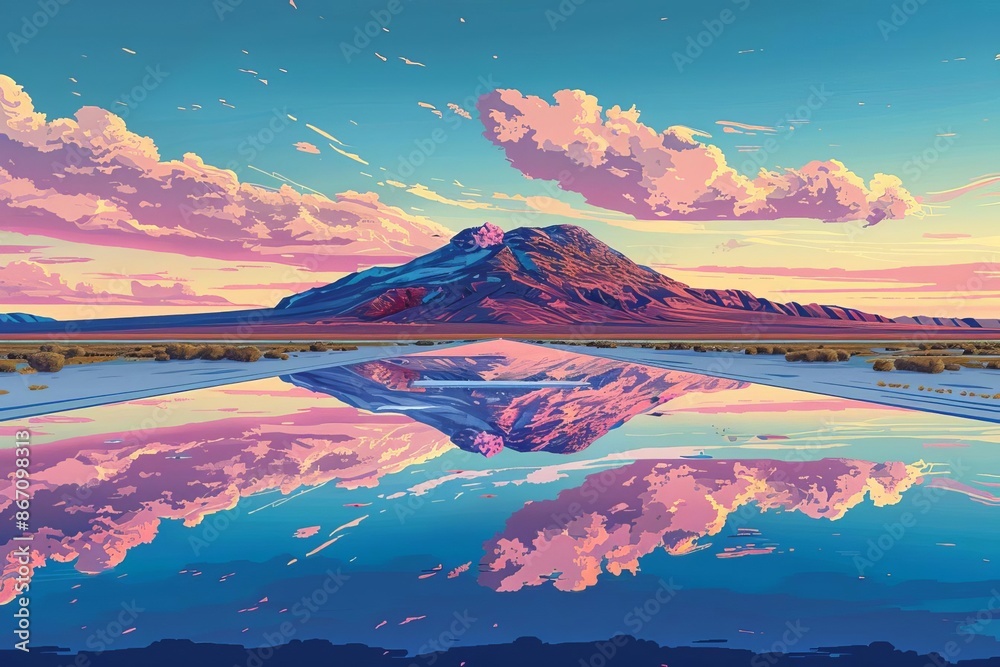 salt flat pixel art flat design front view reflective salt pans cartoon ...