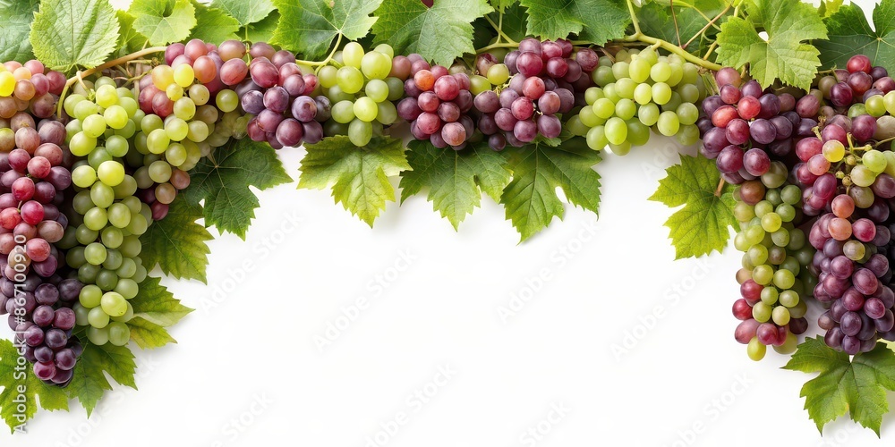 Fresh grapevine border, isolated, grapevine, fresh, border, green, vine ...