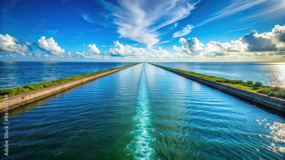 Ocean separating to form canal for passage, miracle, Moses, parting ...