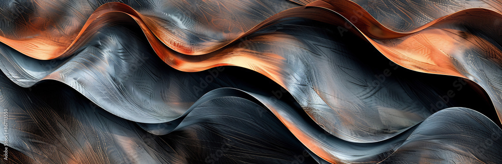 Smooth Flowing Metallic Copper and Charcoal Textures with Elegant Wave ...