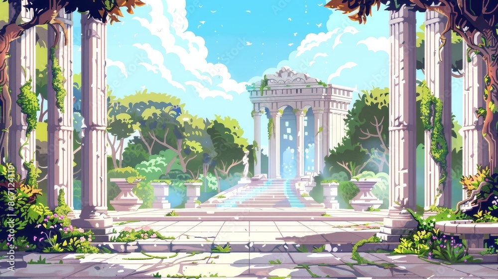 Pixel art game level background, 8 bit, landscape, arcade video game ... Pixel art game level background, 8 bit, landscape, arcade video game ...