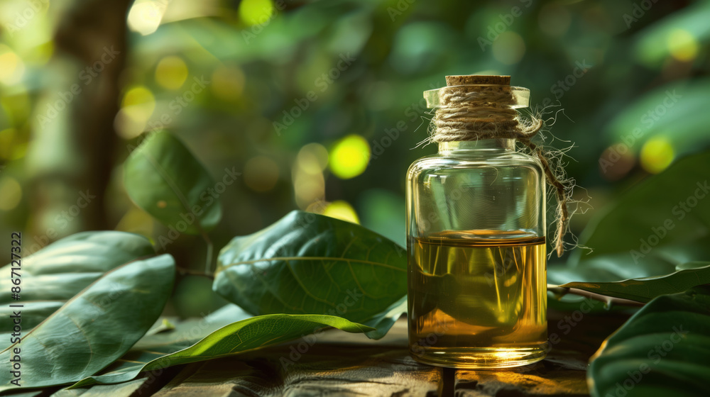 Amazon Rainforest Greenery with Sacha Inchi Oil Extract in Bottle Stock ...