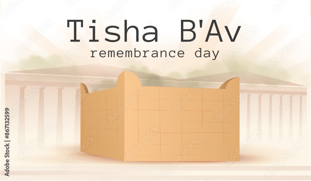 Tisha B'Av Poster Design for Jewish Holiday. Day of mourning for ...
