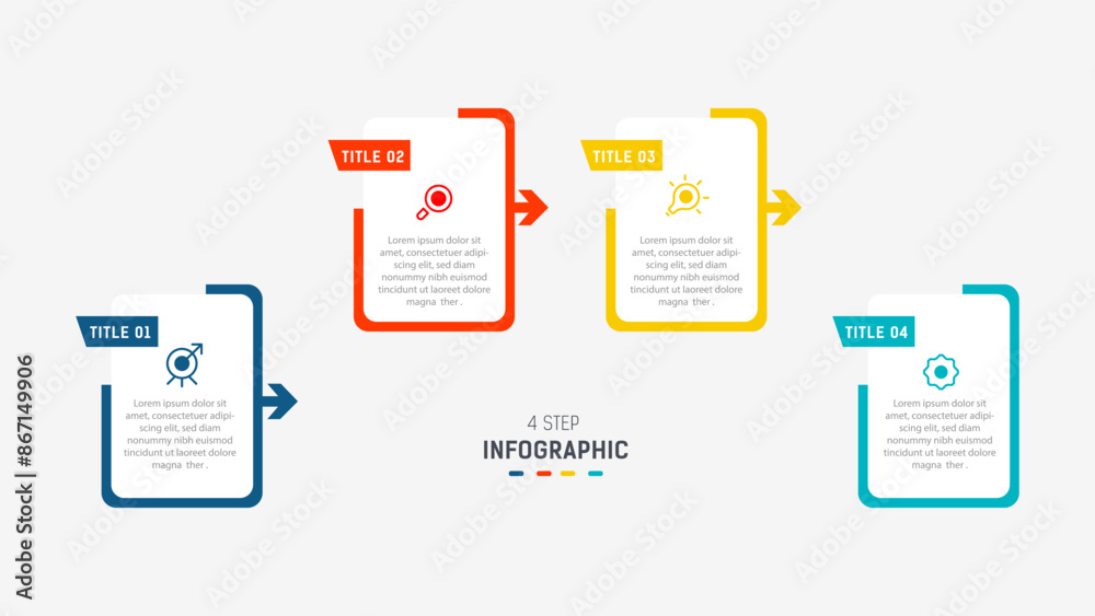 Three Step Infographic label design Vector template with line icons ...