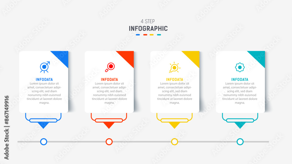 Three Step Infographic label design Vector template with line icons ...