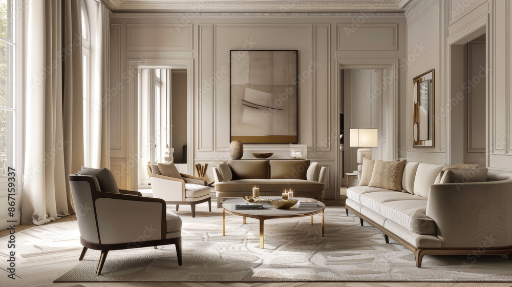 Foto de Picture a transitional living space where a neutral palette of ...