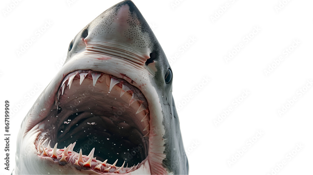 White shark marine predator with big open mouth and teeth Stock ...