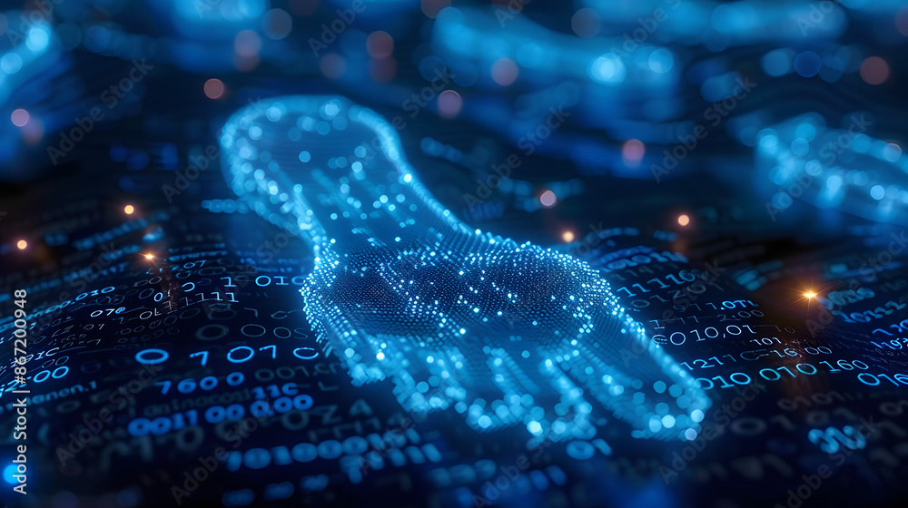 Cybersecurity digital footprints made of binary code, highlighting the ... Cybersecurity digital footprints made of binary code, highlighting the ...