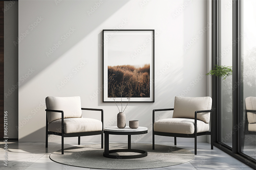 Frame mockup, ISO A paper size. Home Office wall poster mockup ...