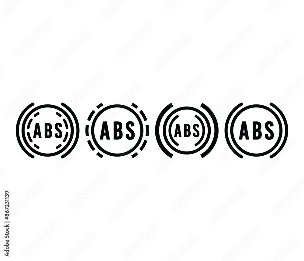 antilock braking system car indicator icon symbol sign vector design ...