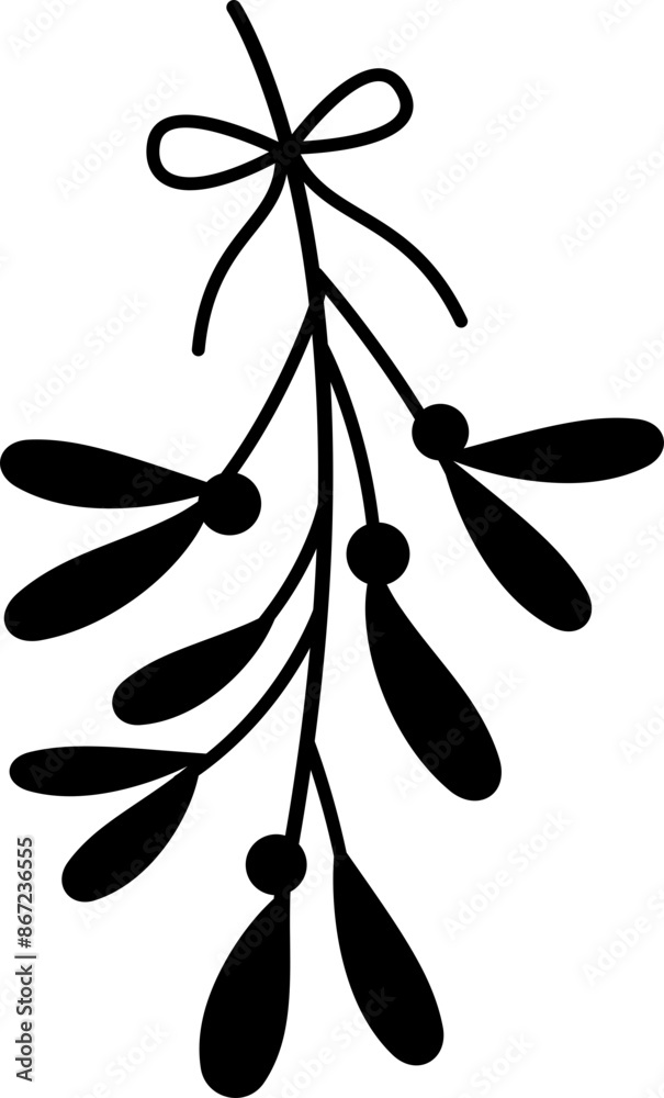 Mistletoe silhouette vector. Mistletoe plant hanging silhouette svg ...