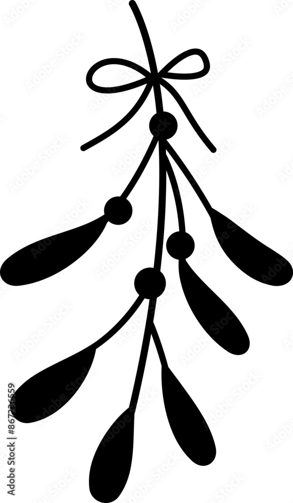 Mistletoe silhouette vector. Mistletoe plant hanging silhouette svg. Stock Vector | Adobe Stock
