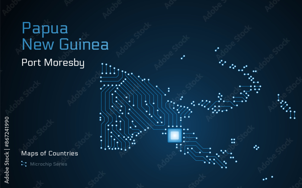 Papua New Guinea, Map with a capital of Port Moresby Shown in a ...