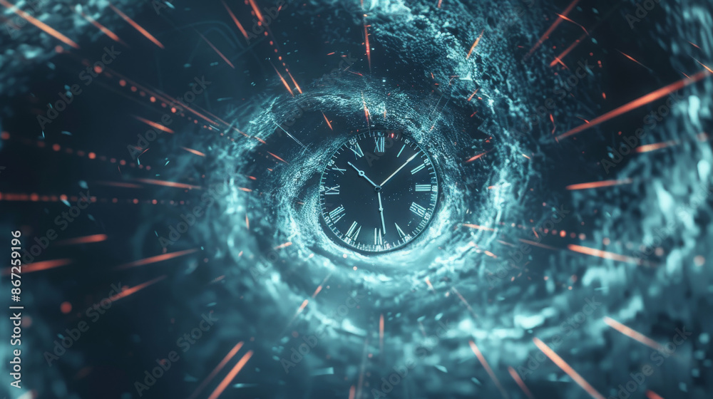 A hyperrealistic clock face with melting numerals transforms into a ...