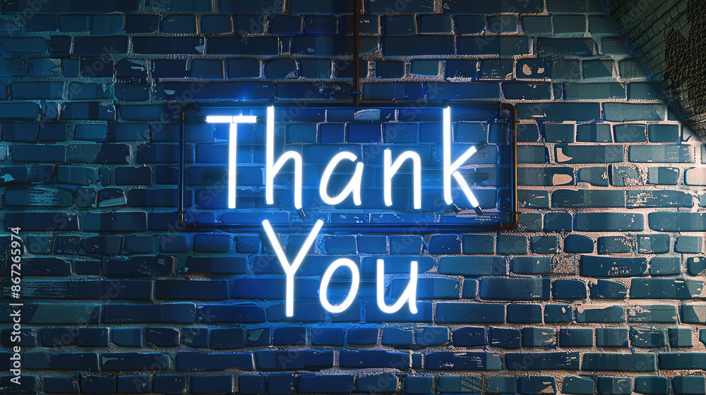 "Thank You" in sleek white neon font gracing a sophisticated navy blue ...