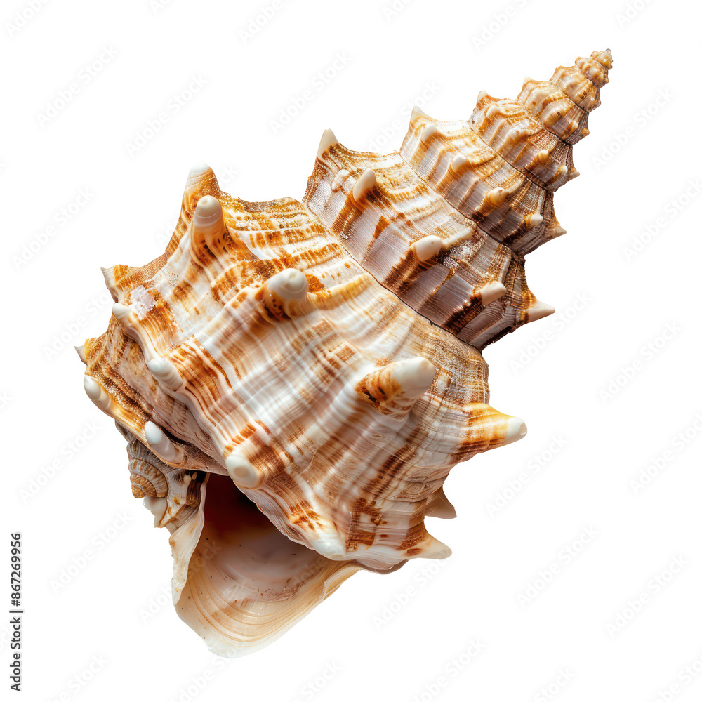 Spider Conch seashell concept top view full length on transparency ...