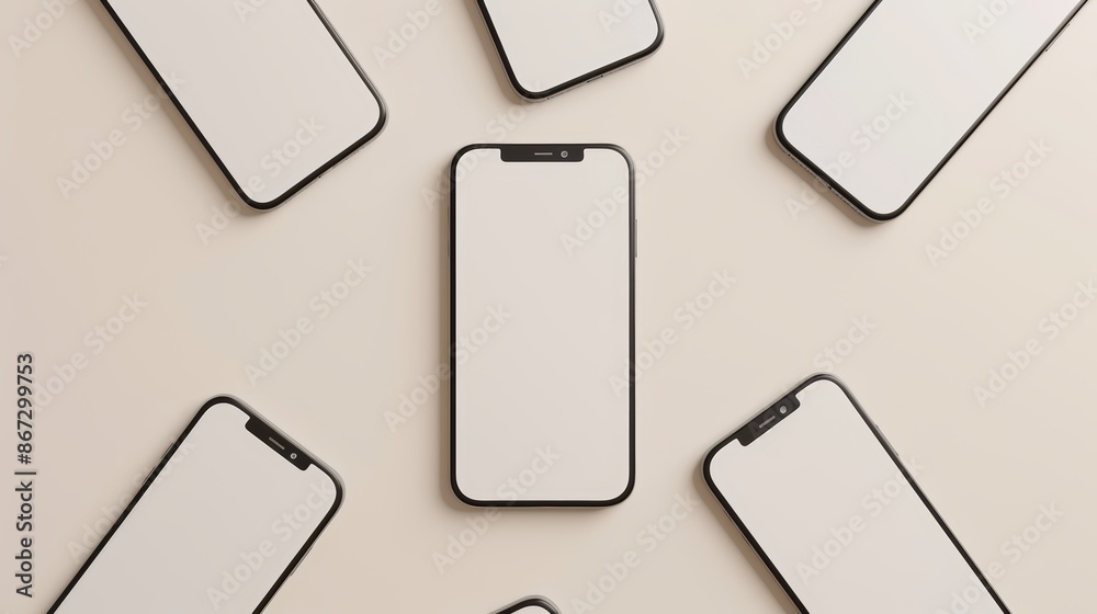 Isometric smartphone illustration with blank screen, multiple angle ...