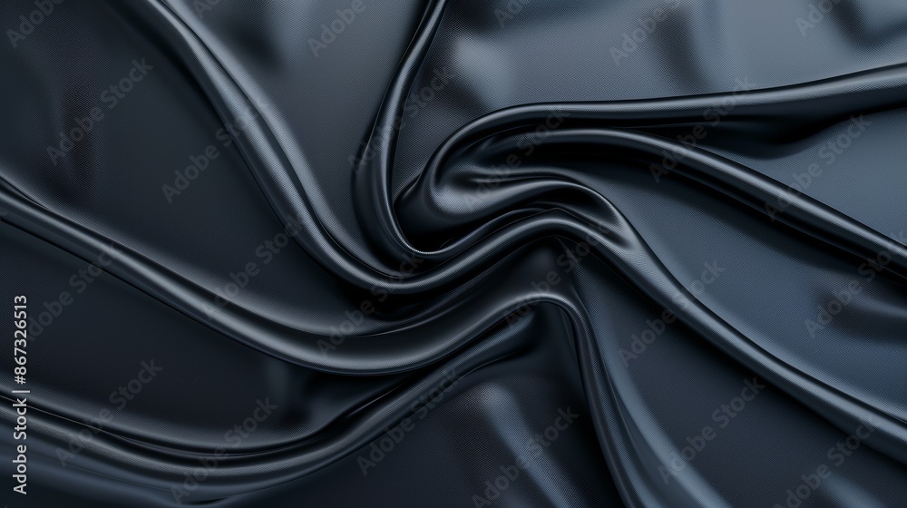High-resolution abstract art in dark tones, smooth lines on a black ...