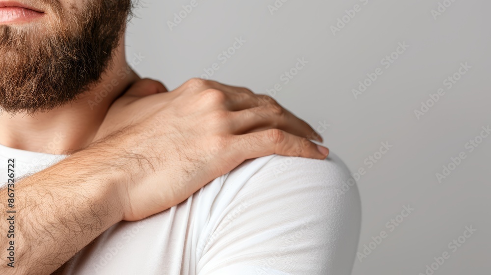 Intense scratching by a man on his arm, highlighting dry, itchy, and ...