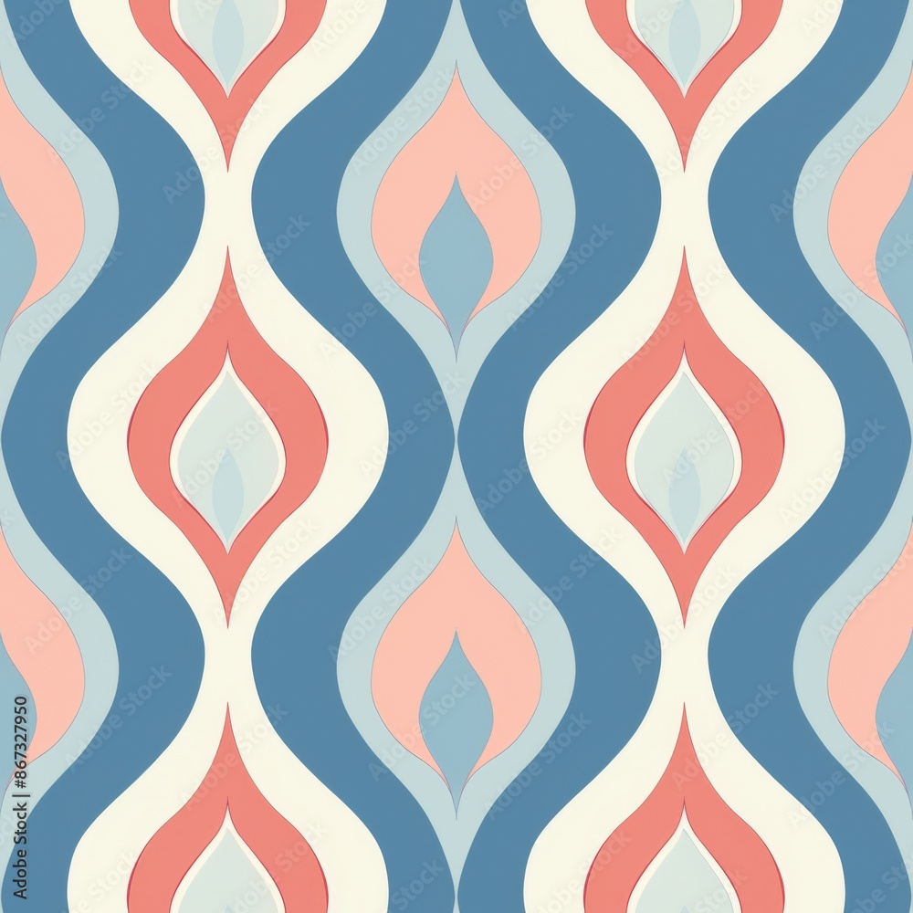 mid century orange atomic starbursts on retro ogee pattern. For textile ...