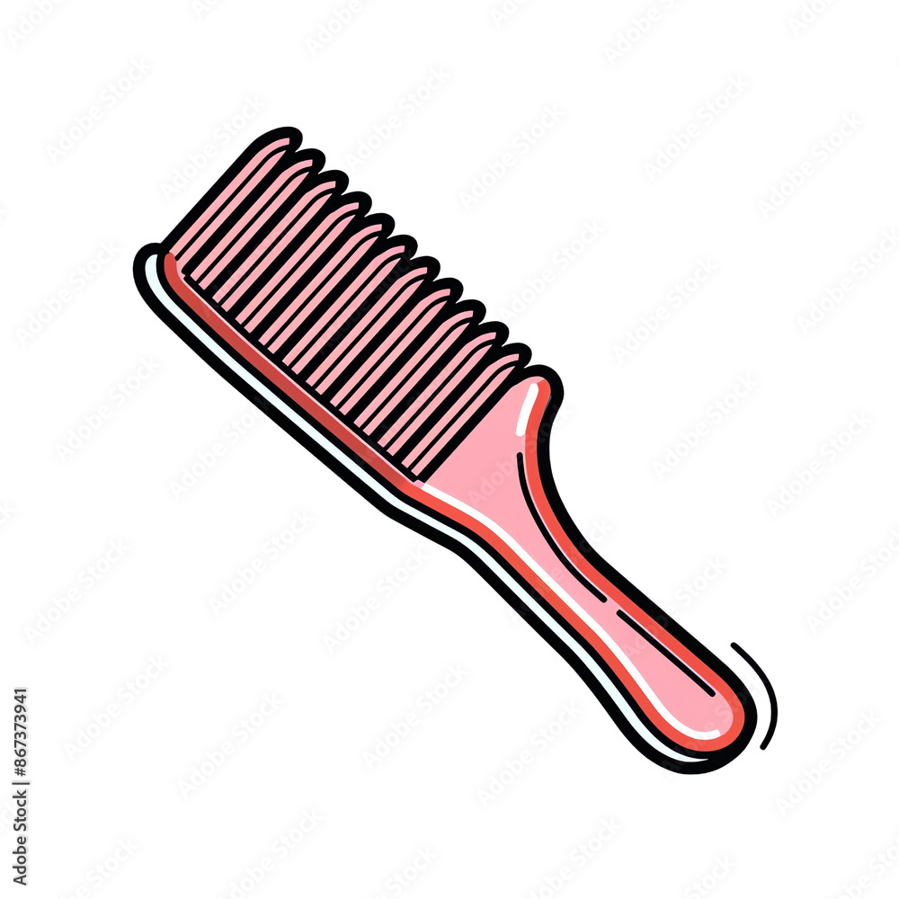 Vector illustration of a pink comb with wide teeth, designed to ...