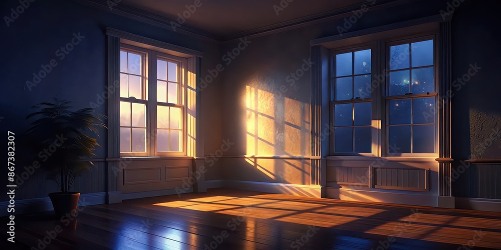 Realistic window shadow overlay for interior design and natural ...