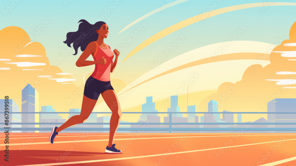 Young female athlete crossing finish line. Young woman runner crossing ...
