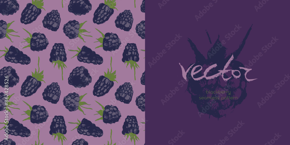 Abstract blackberry hand drawn illustrations. Blackberries seamless ...