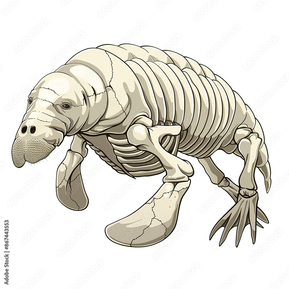 Manatee skeleton cartoon isolated whitebackground Stock Illustration ...