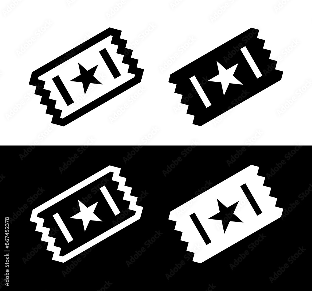 Ticket icon. Symbol of payment or cash register, sports match or cinema ...