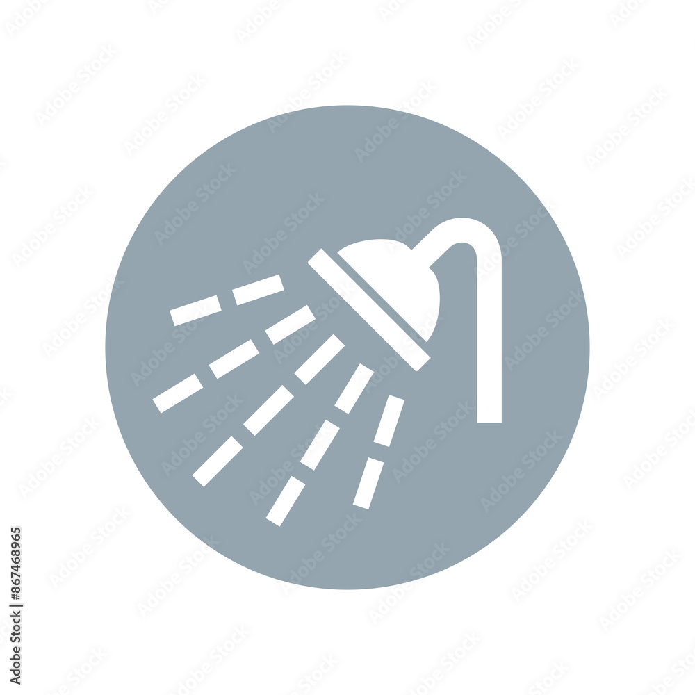 Shower icon. Designation of a shower stall on the beach. Shower head ...