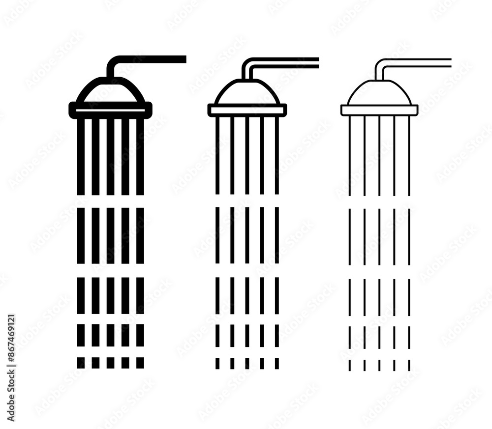 Shower icon. Designation of a shower stall on the beach. Shower head ...