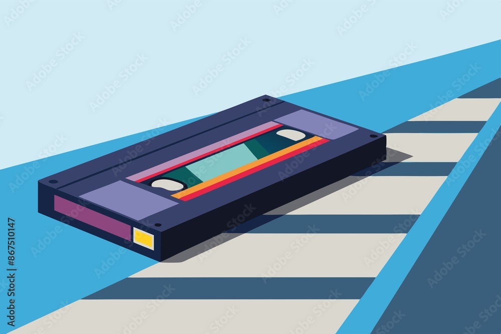 Forgotten VHS tapes on white table with small pathway, retro, vhs ...