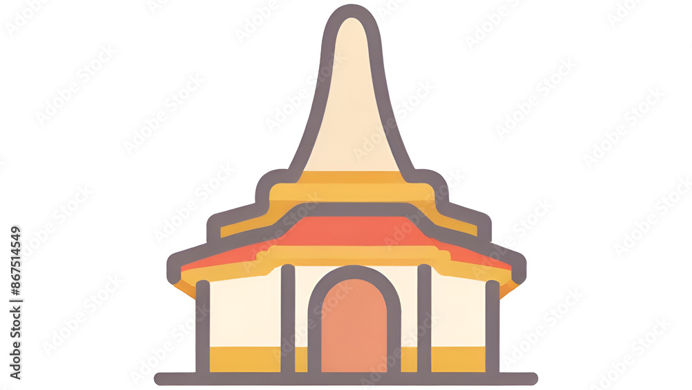 Icons of Thai temples and stupas with transparent backgrounds ...