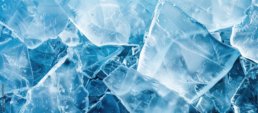 Baikal ice cracking creates abstract winter background with transparent ...