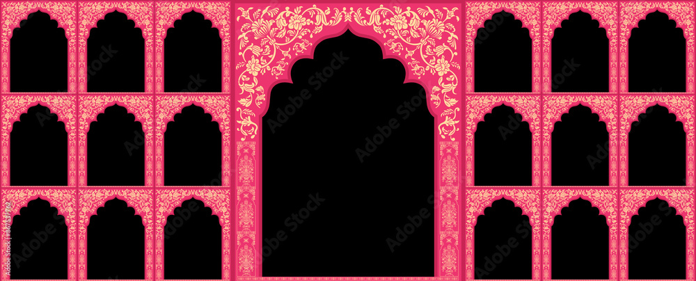 Set of windows Beautiful Floral Arch small and Big Design with Indian ...